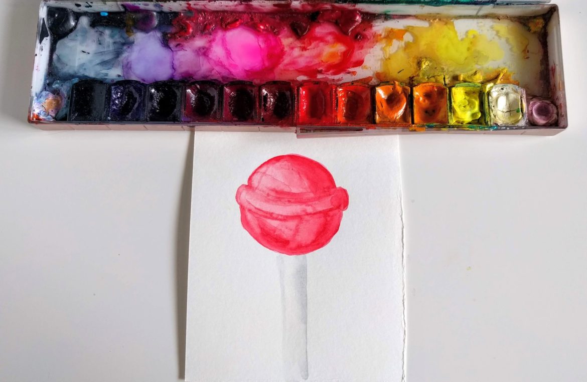 How to Paint a Watercolor Lollipop - 4 Min Tutorial