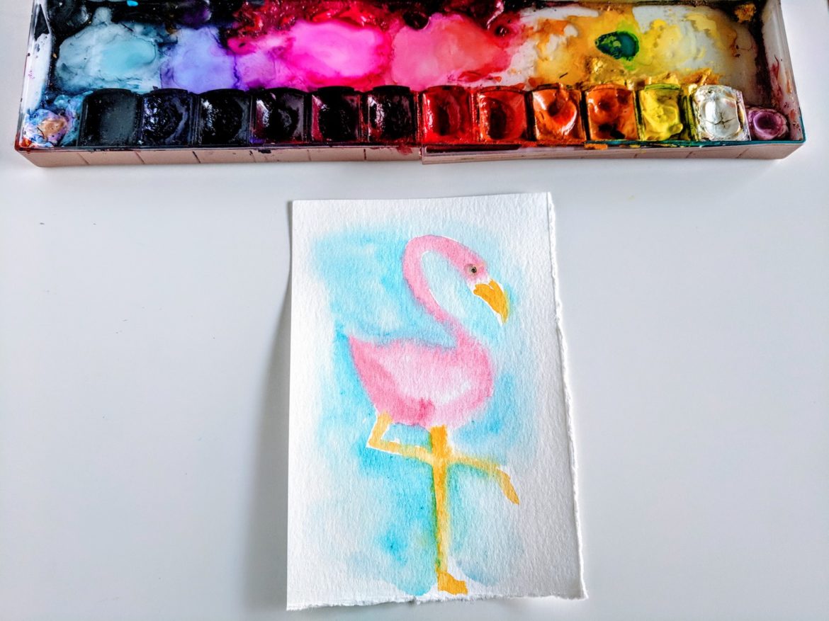 How to Paint a Watercolor Flamingo - 6 Min Tutorial