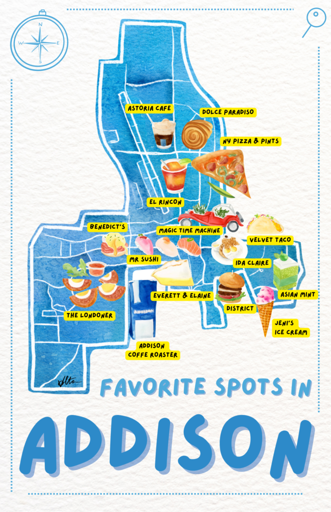 Watercolor Map Illustration of Addison, TX • Watercolor Workshops and ...